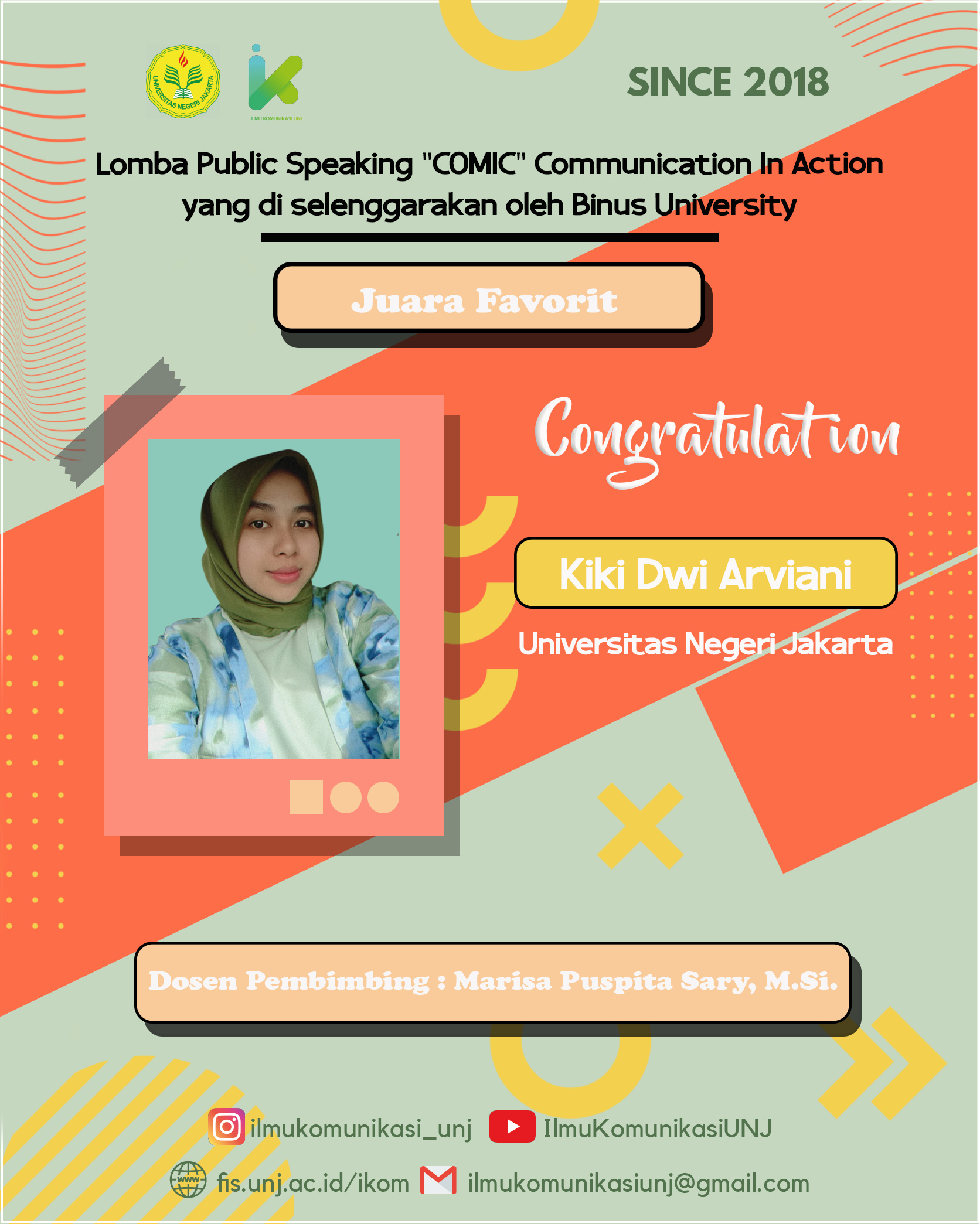 Mahasiswi S1 Ilmu Komunikasi UNJ Berhasil Menjadi Juara Favorit dalam Lomba Public Speaking ...