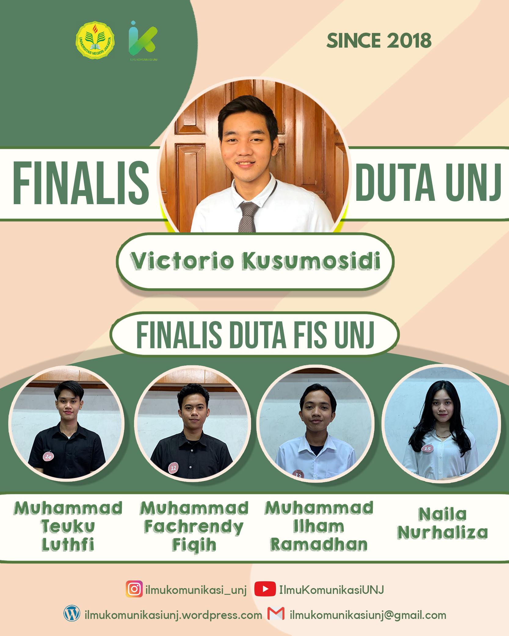 Mahasiswa dan Mahasiswa Prodi S1 Ilmu Komunikasi Menjadi Finalis Duta UNJ 2021 dan Duta FIS UNJ ...